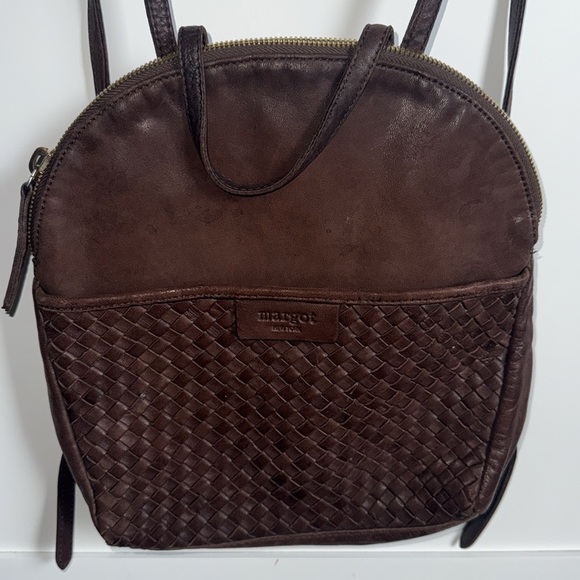 margot | Bags | Margot New York Leather Brown Woven Leather Backpack ...